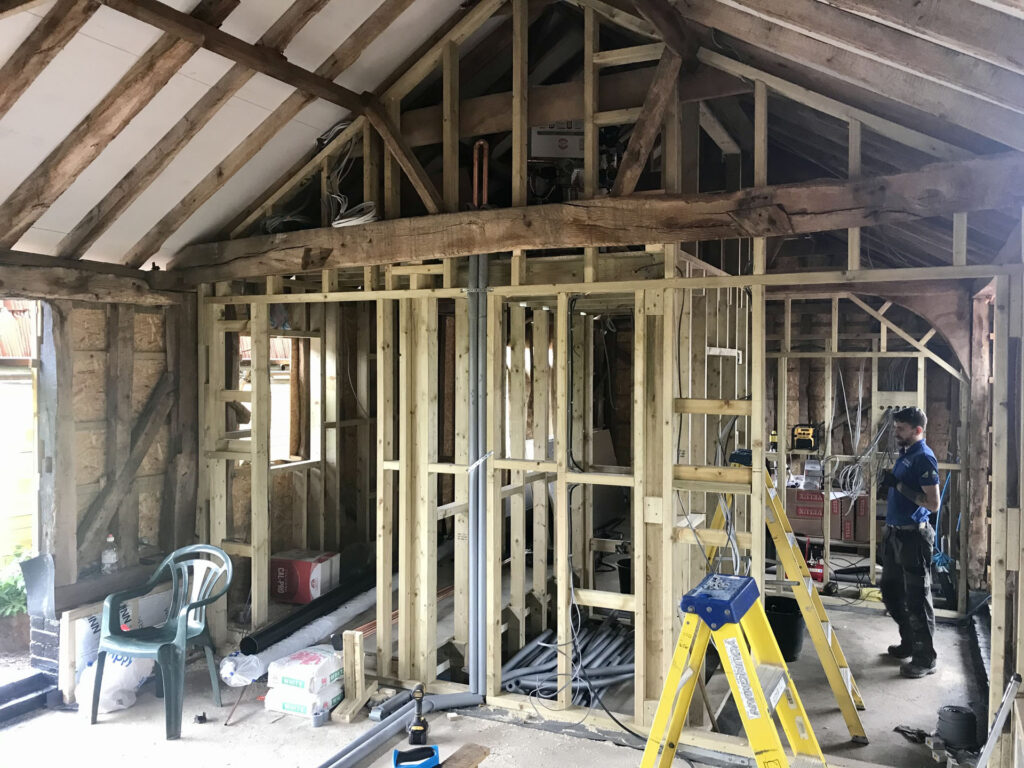 Barn restoration work in progress - Roger Gladwell Landscape & Design